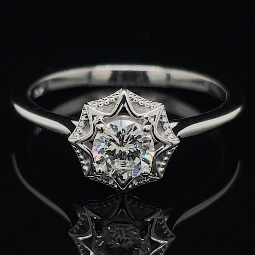 Art Deco Inspired Recycled Diamond Engagement Ring | Olympic Jewelry ...