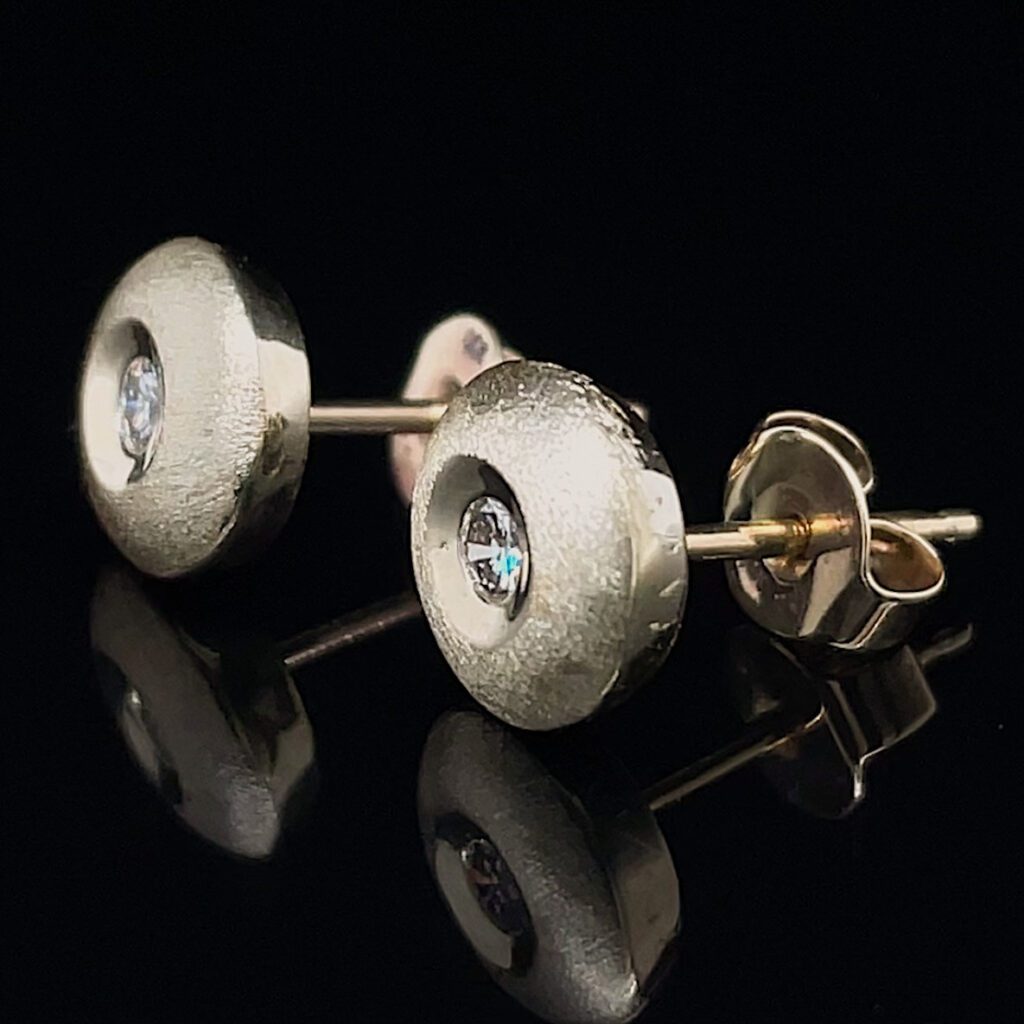 Estate 18k Bezel Diamond Stud Earrings | Olympic Jewelry - Open For ...